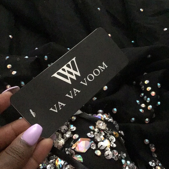 Va Va Voom | Dresses | Black Silver Rhinestone Accent Mermaid Dress M ...